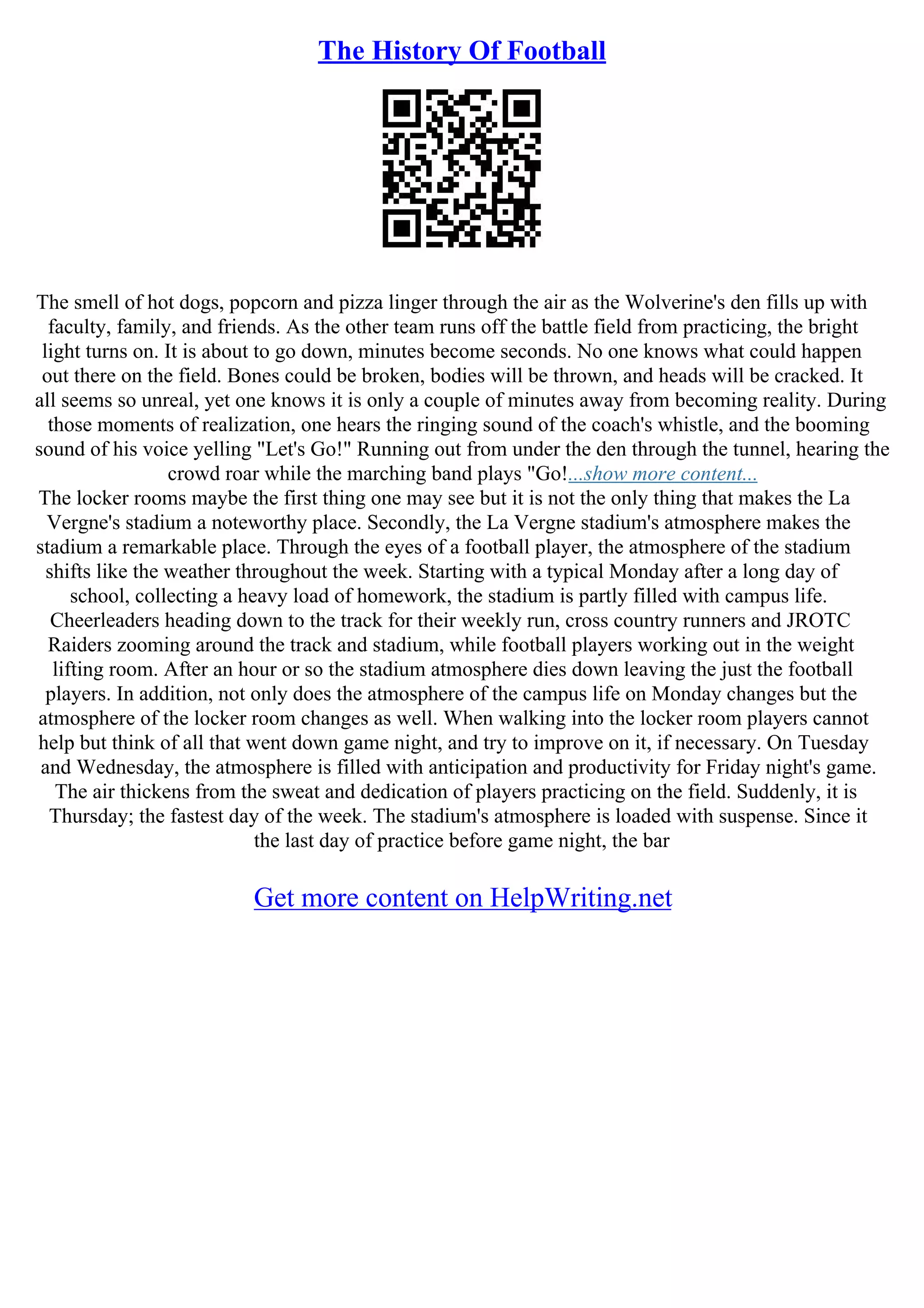 History Of Football Essay | PDF