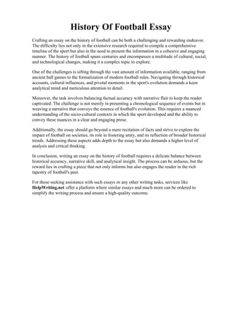 History Of Football Essay | PDF