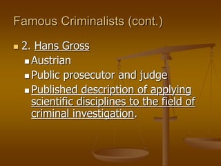 History of Forensic Science.ppt | Chemistry | Science