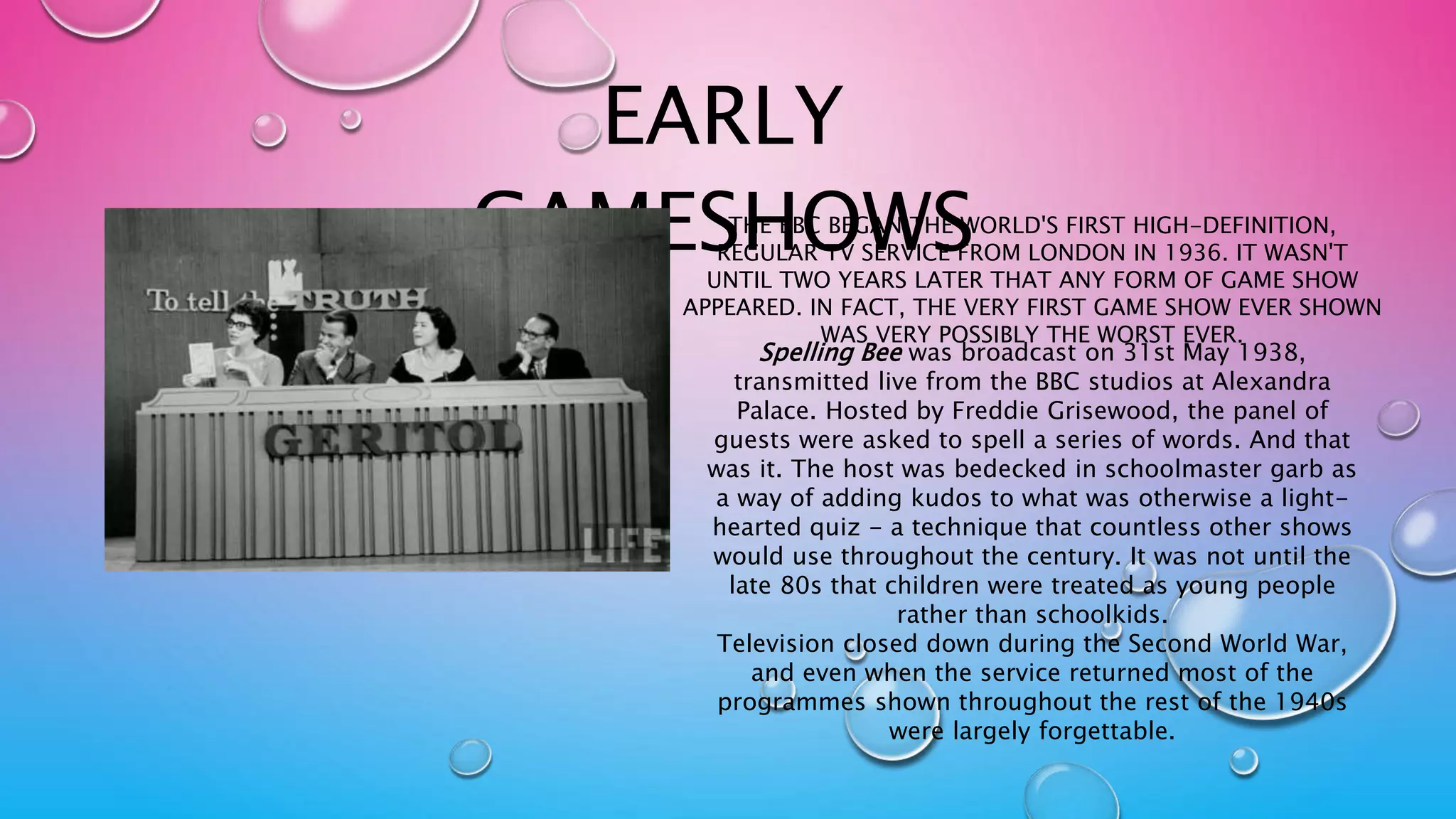 History of gameshows | PPTX | History | Genres
