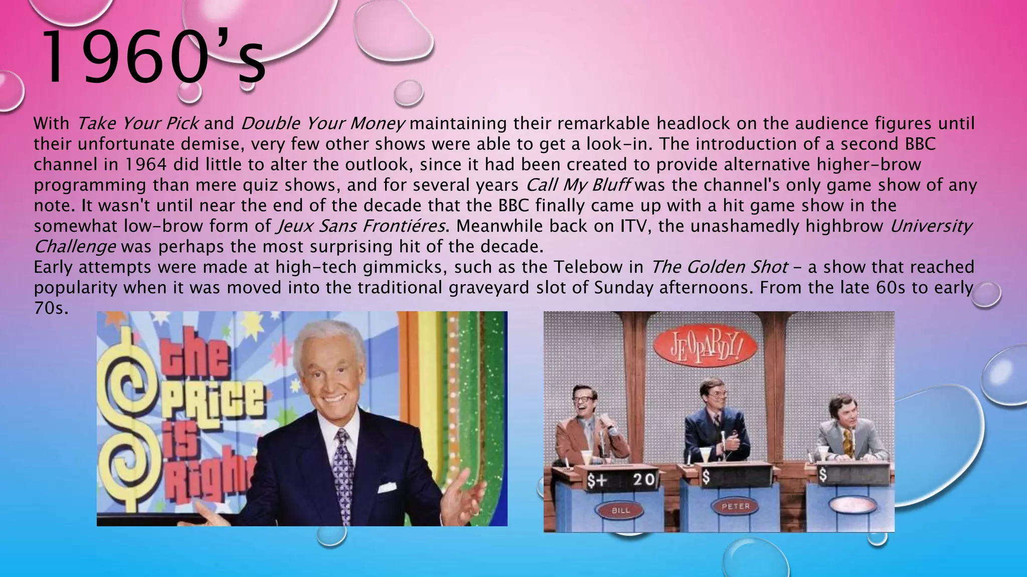 History of gameshows | PPTX | History | Genres