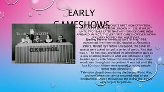 History of gameshows | PPTX | History | Genres