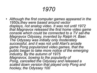 History of gaming. | PPTX | Home Entertainment Systems | Consumer ...