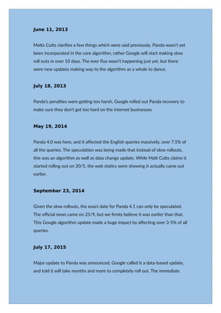 History of google algorithm updates - From SEO perspective | PDF