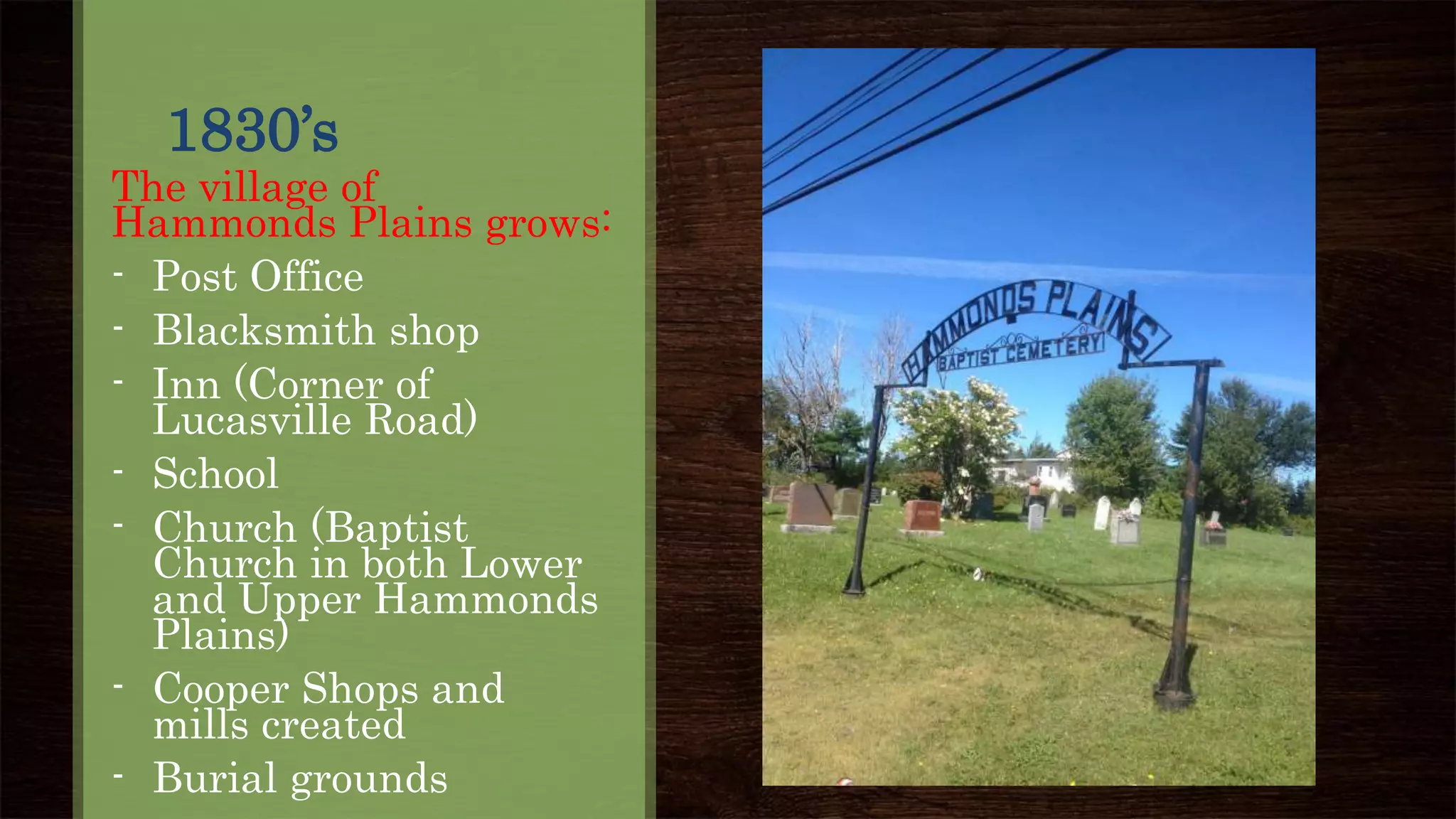 History of Hammonds Plains | PPT