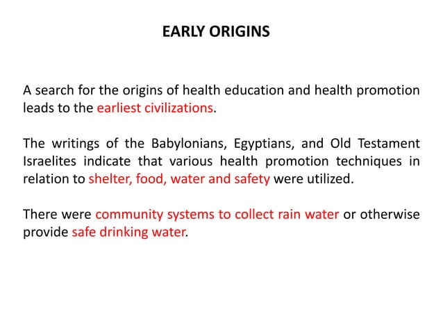 History of Health Education and Health Promotion | PPTX | Infectious ...