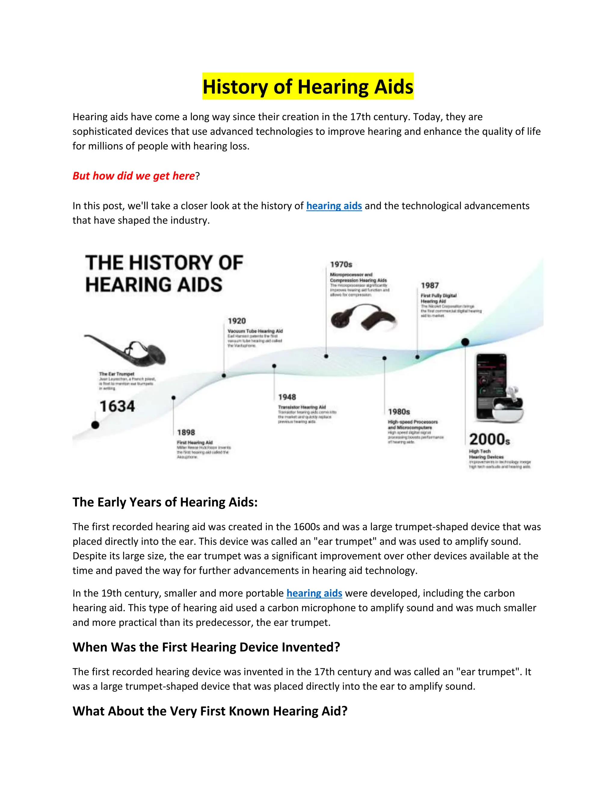 History of Hearing Aids | Aanvii Hearing | PDF