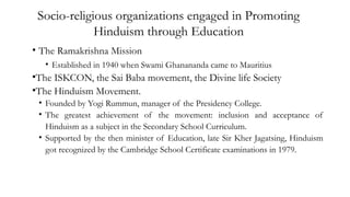 History of the Teaching of Hinduism in Mauritius | PPTX