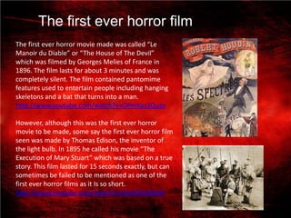 History of Horror- 1890's-2000's | PPT