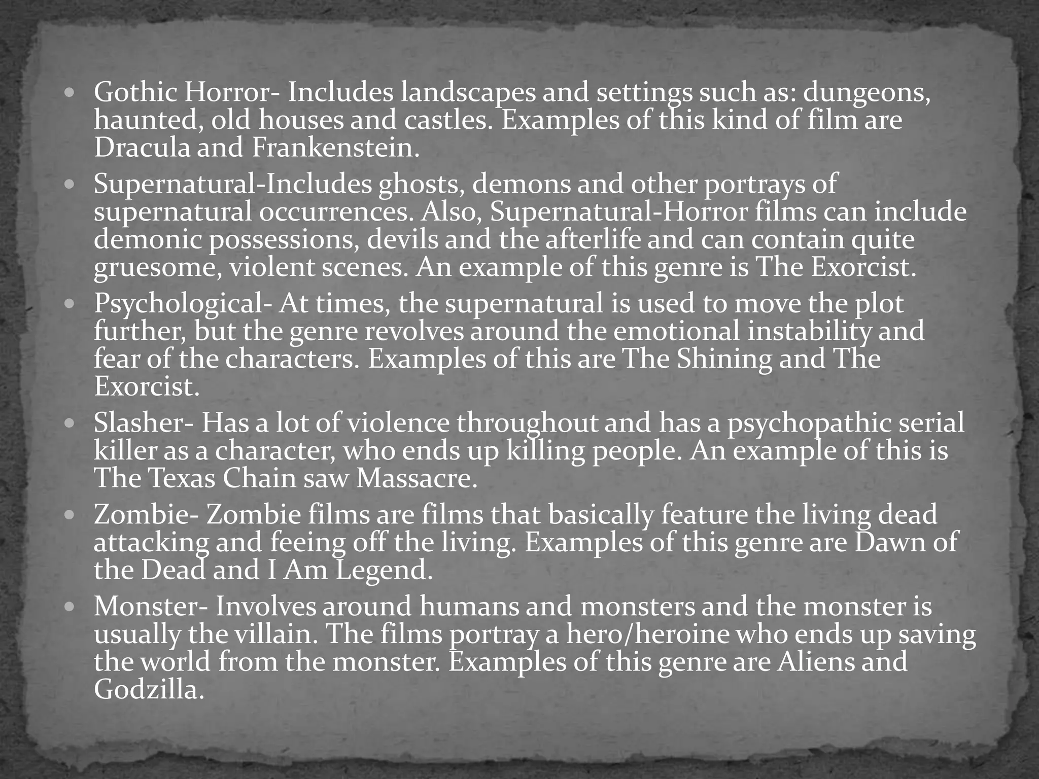History of Horror Genre | PPT