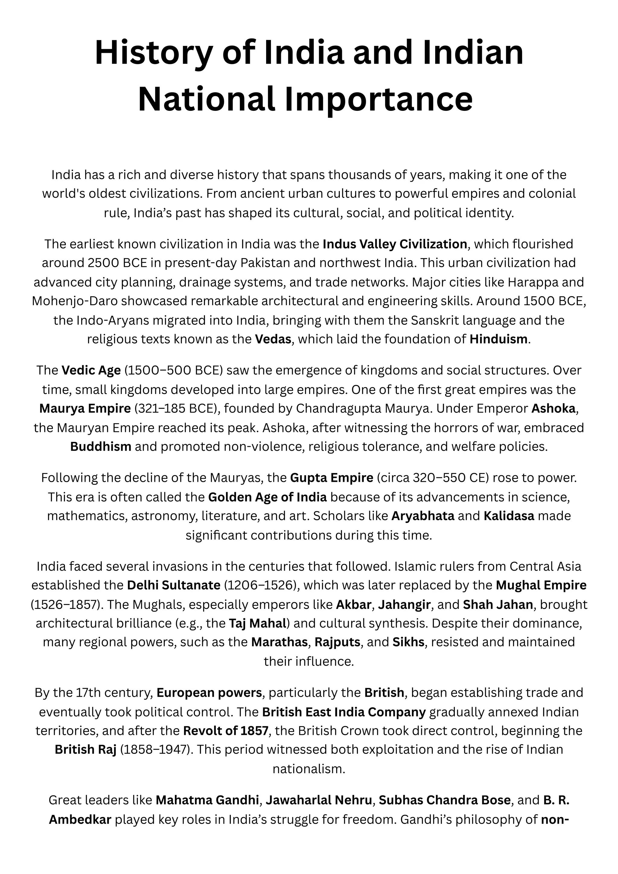 History of India and Indian National Importance.pdf
