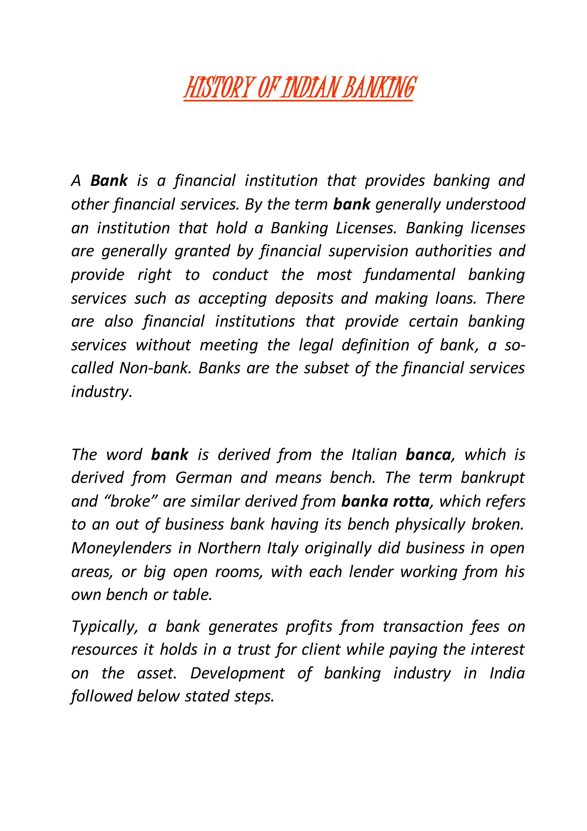 History of indian banking | DOCX