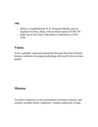 History of infosys | DOCX
