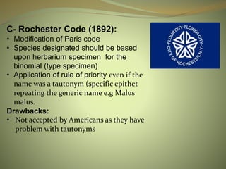 History of international code of botanical nomenclature 1 | PPTX