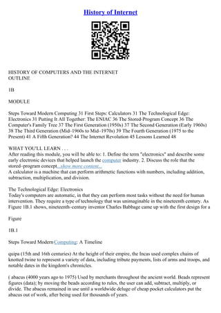 History Of Internet Essay | PDF