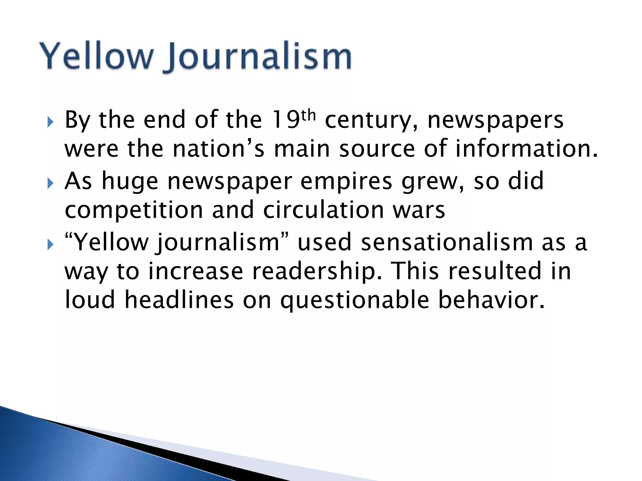 History of journalism for journalism 1 slideshare | PPTX