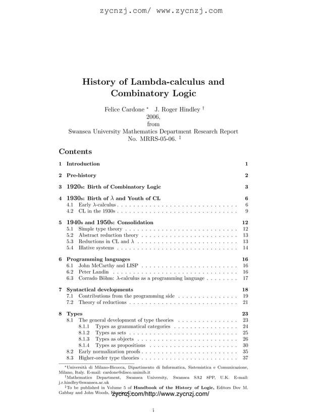 History of lambda calculus and combinatory logic | PDF