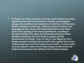 History of Land Treaties between Canada and First Nations People | PPTX