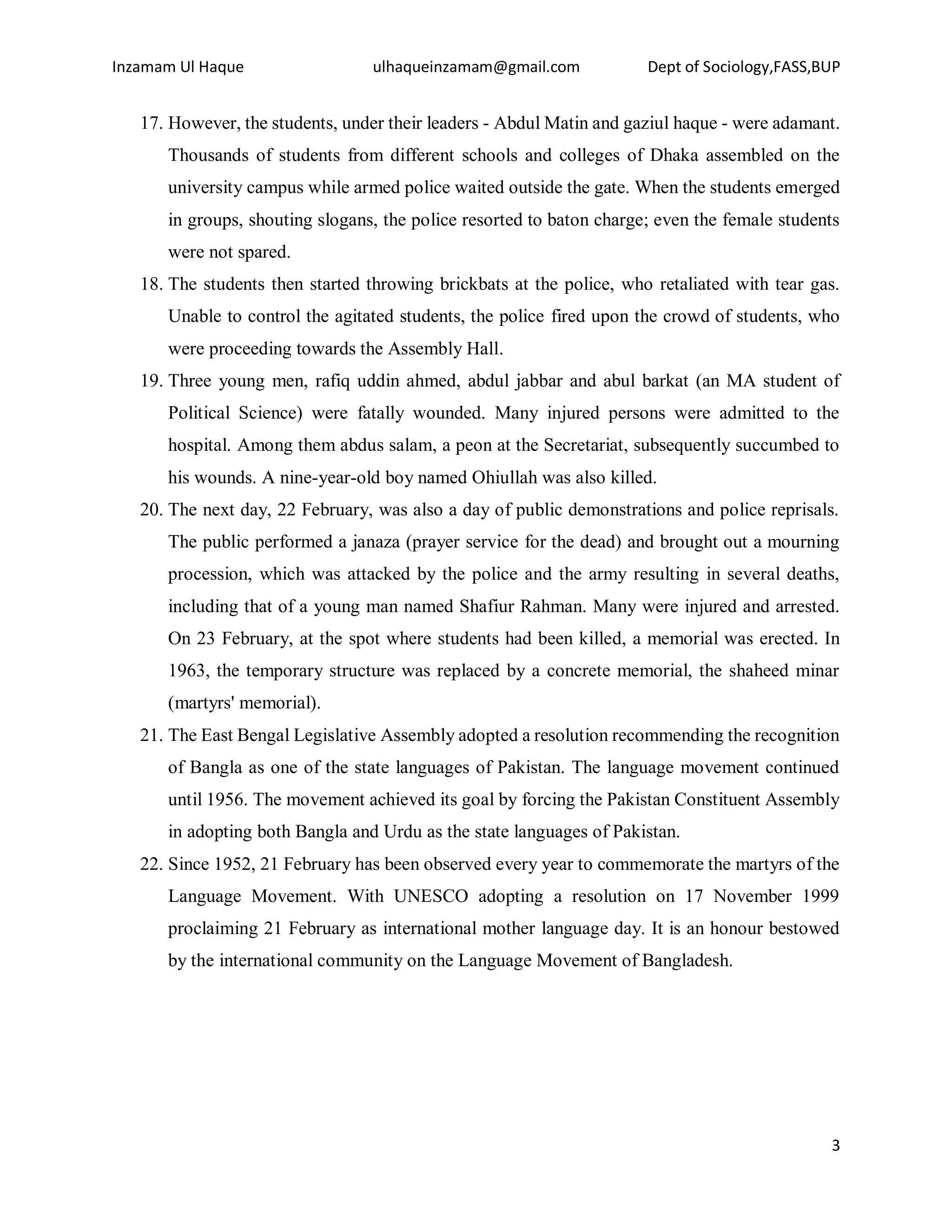 History of Language Movement 1952 | PDF