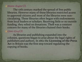 History of libraries modern era | PPTX