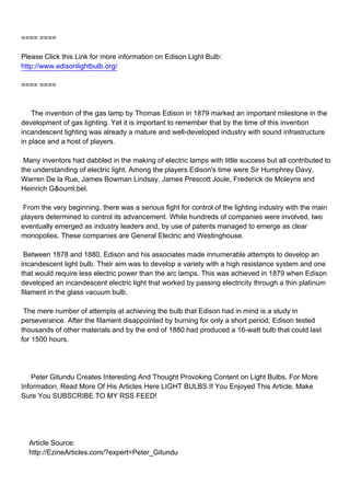 History of Light Bulbs | PDF