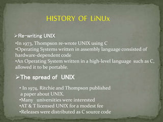 History of linux | PPTX | Operating Systems | Computer Software and ...