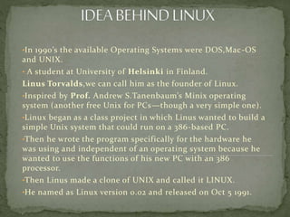 History of linux | PPTX | Operating Systems | Computer Software and ...