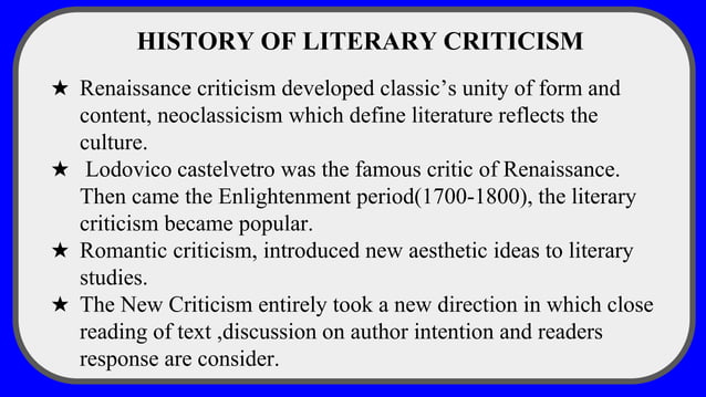 History of literary criticism | PPTX | Poetry | Books and Literature
