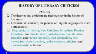 History of literary criticism | PPTX | Poetry | Books and Literature