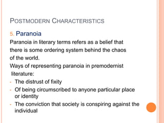 Characteristics of postmodern literature by using reference of post ...
