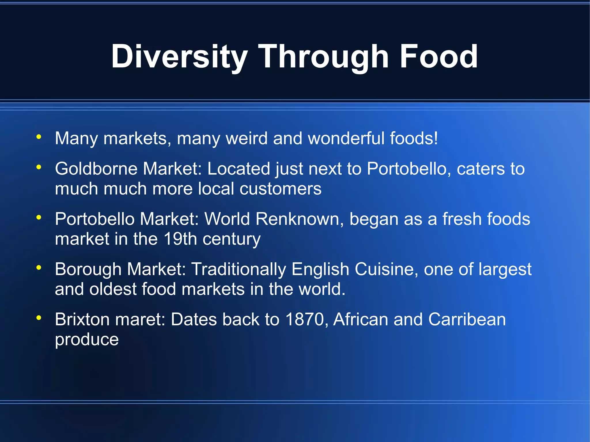 History of London diversity through food - CoArt & Pro | PPT