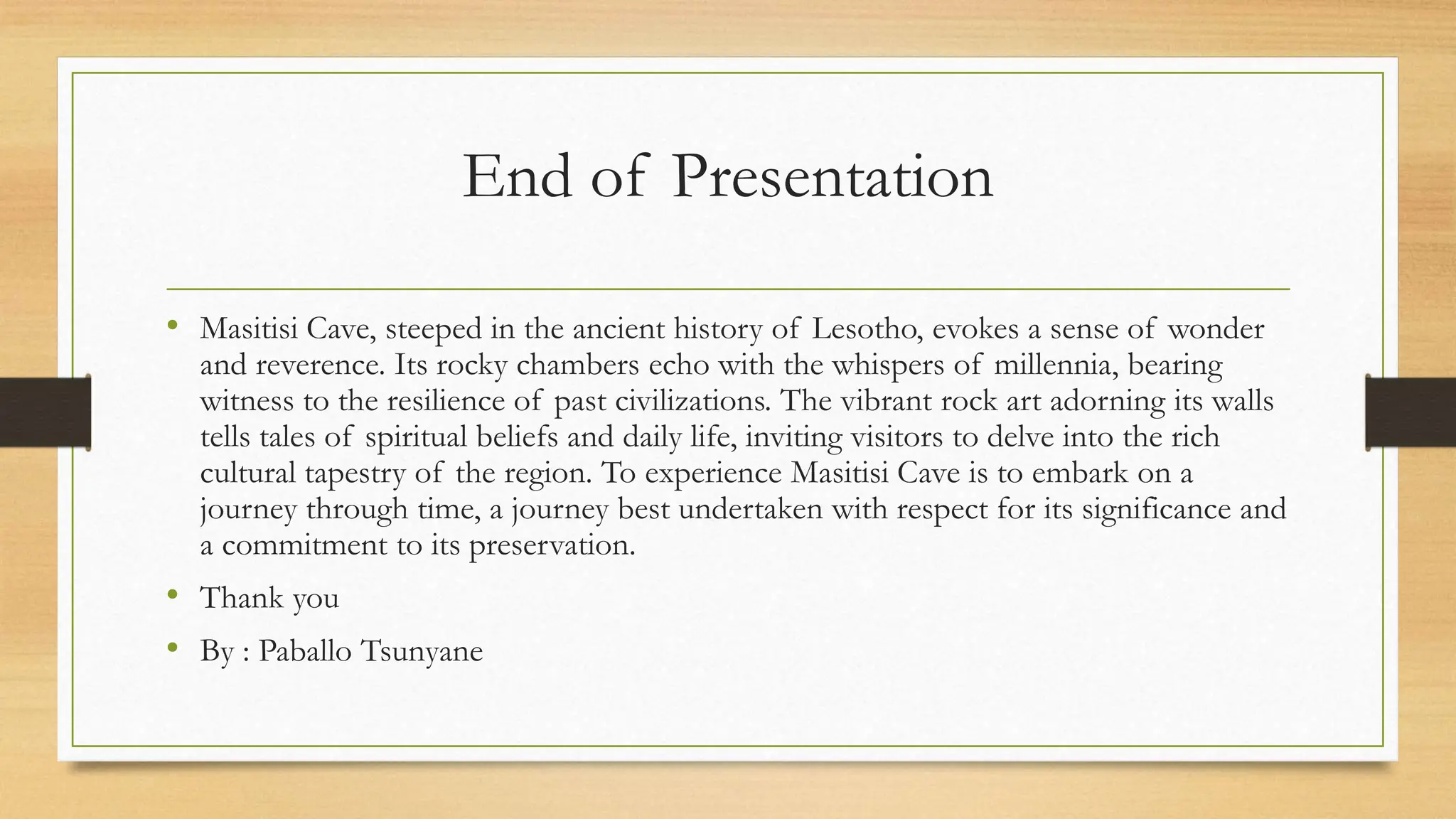 Experiencing the history of Masitise cave and housing in Lesotho | PPTX