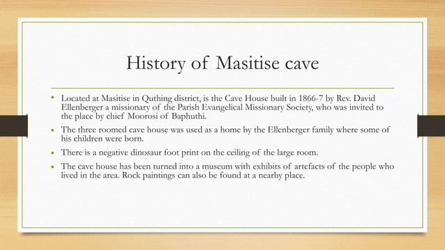 Experiencing the history of Masitise cave and housing in Lesotho | PPTX