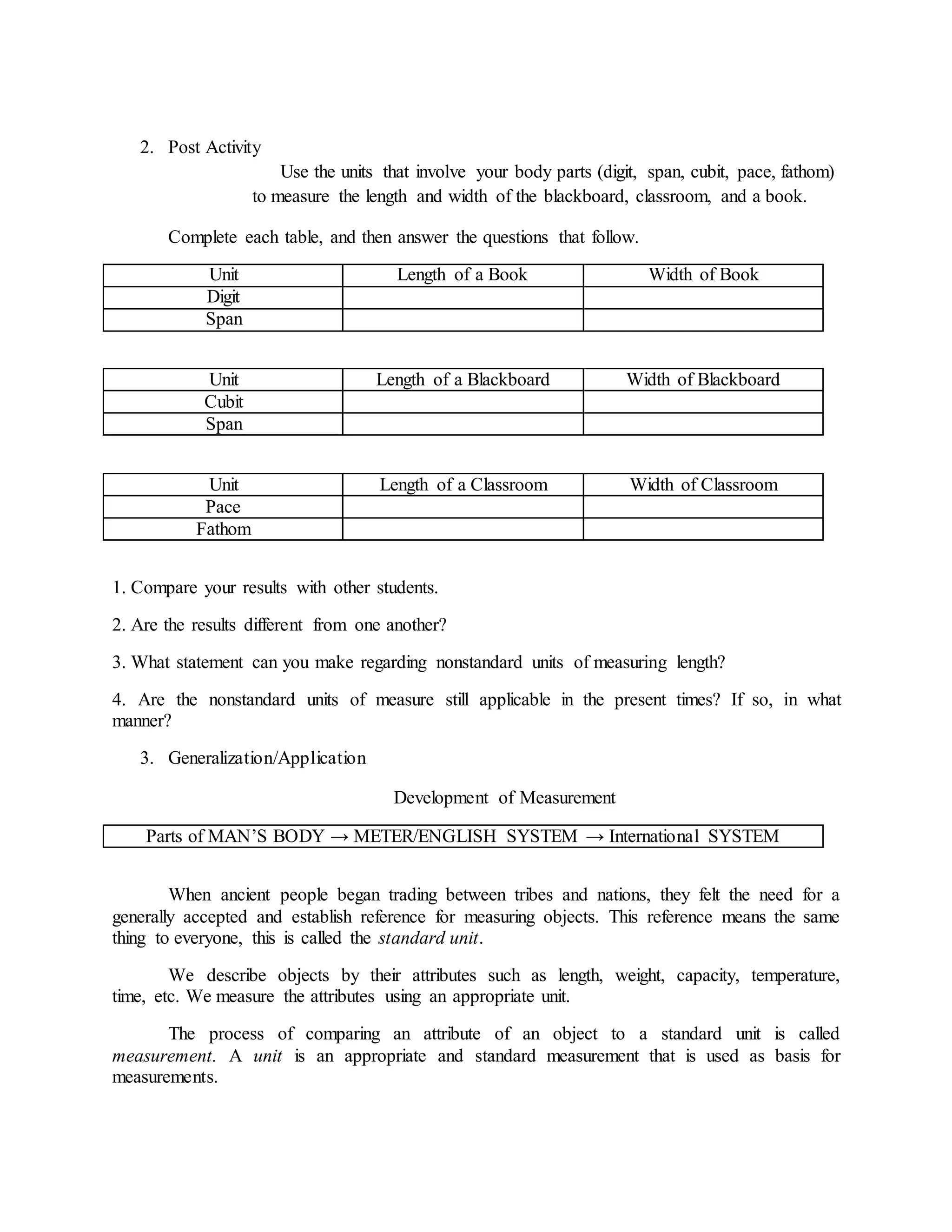 Lesson Plan Math : History of measurement | DOCX