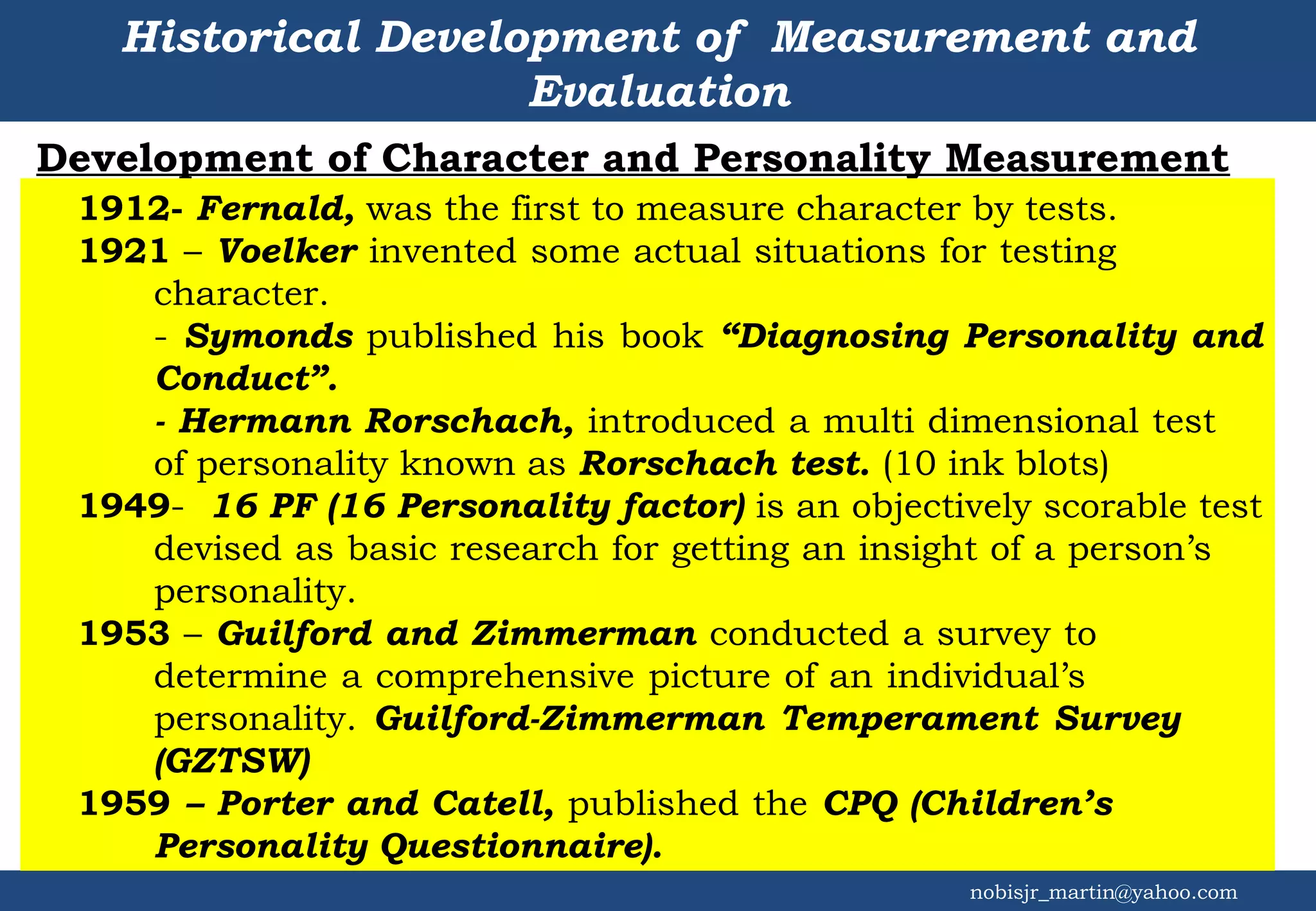 History of measuremet and evaluation | PPT