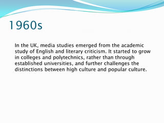 History of media studies presentation | PPTX | History | Genres