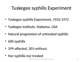 History of Medical Ethics (Nazi, Tuskegee syphilis study, Helsinki ...