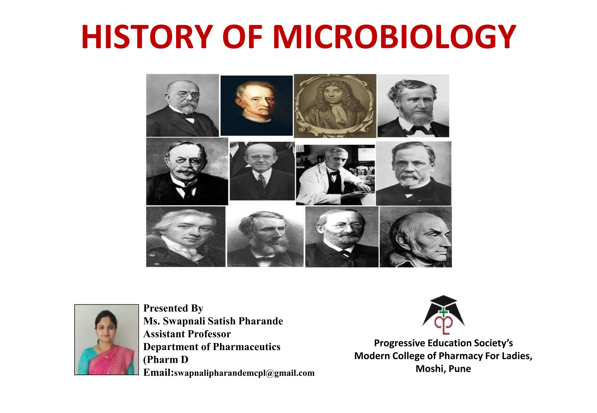 History of Microbiology-Pharmaceutical Microbiology | PPTX