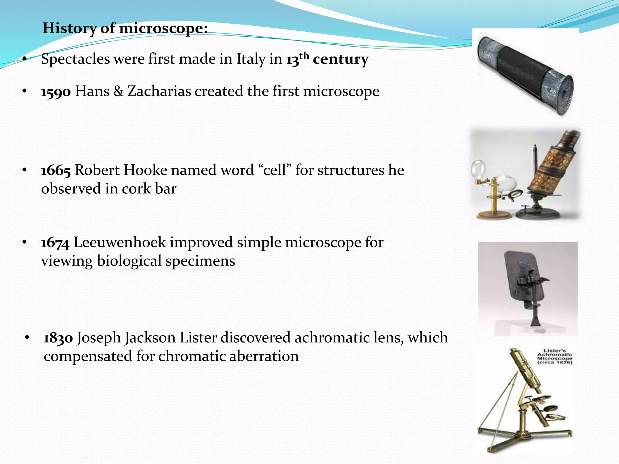 History of microscope for the study of cell | PPTX
