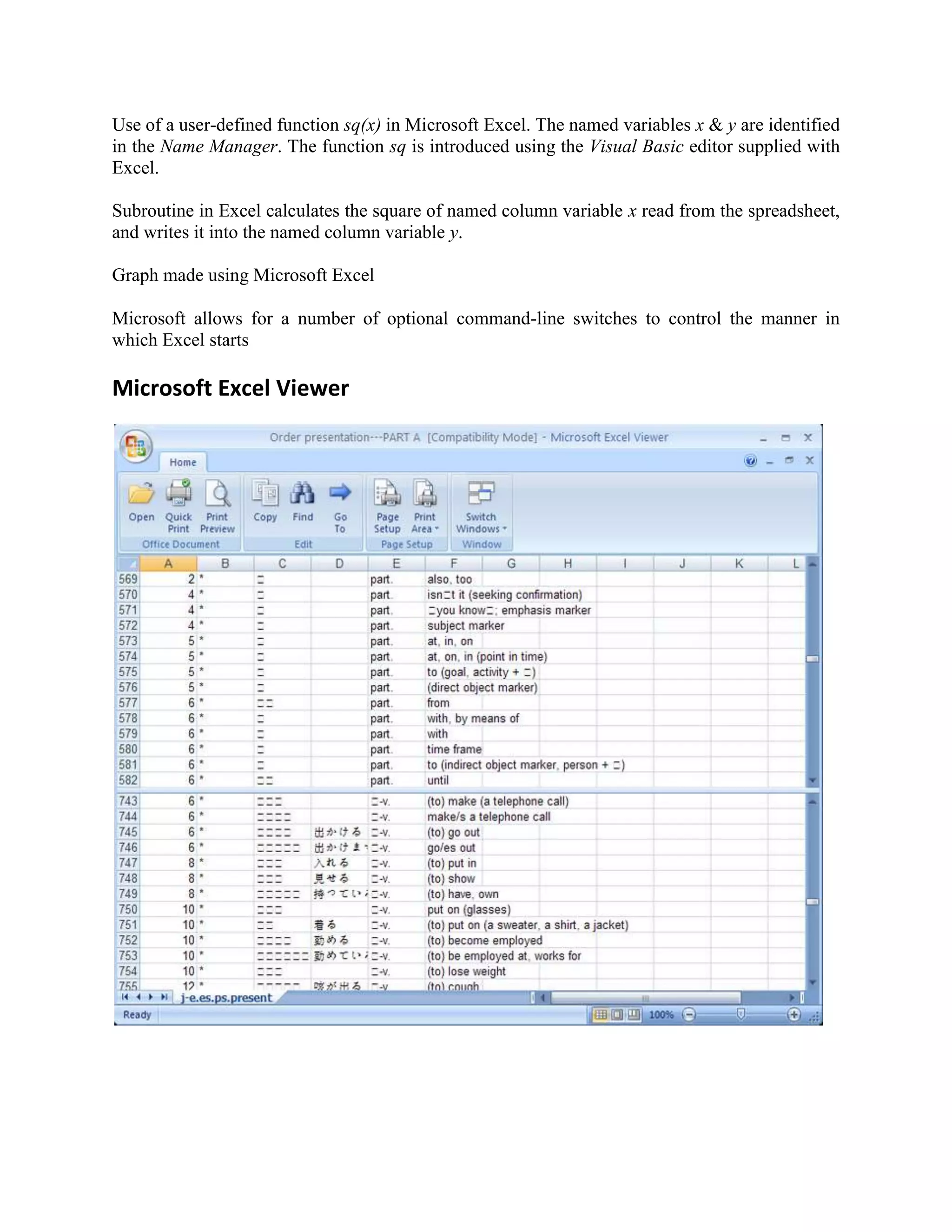History of microsoft excel | DOCX