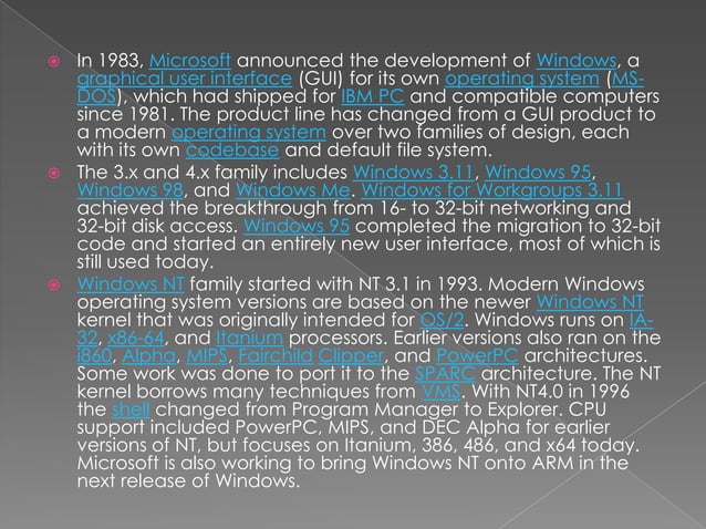 History of microsoft windows | PPT