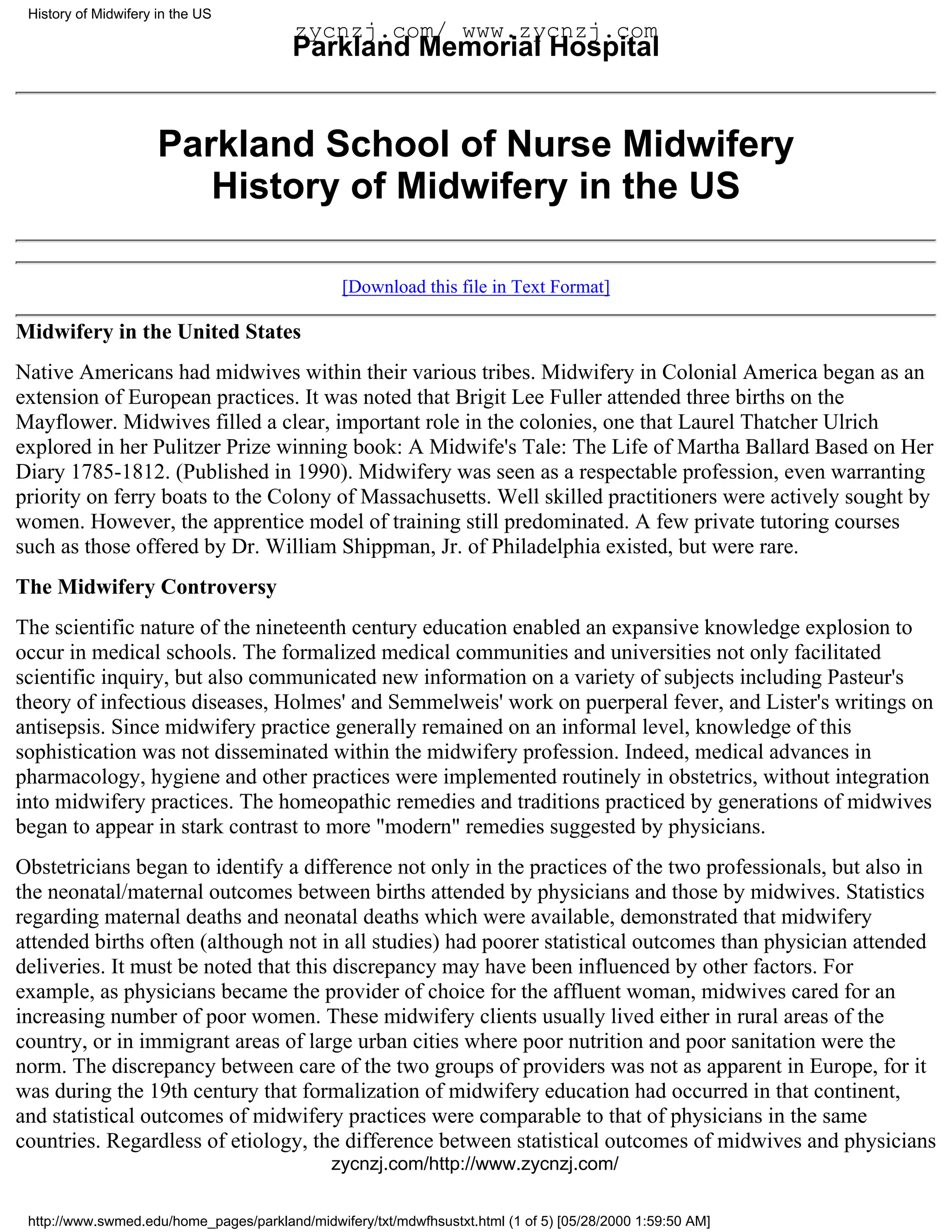 History of midwifery in the us | PDF