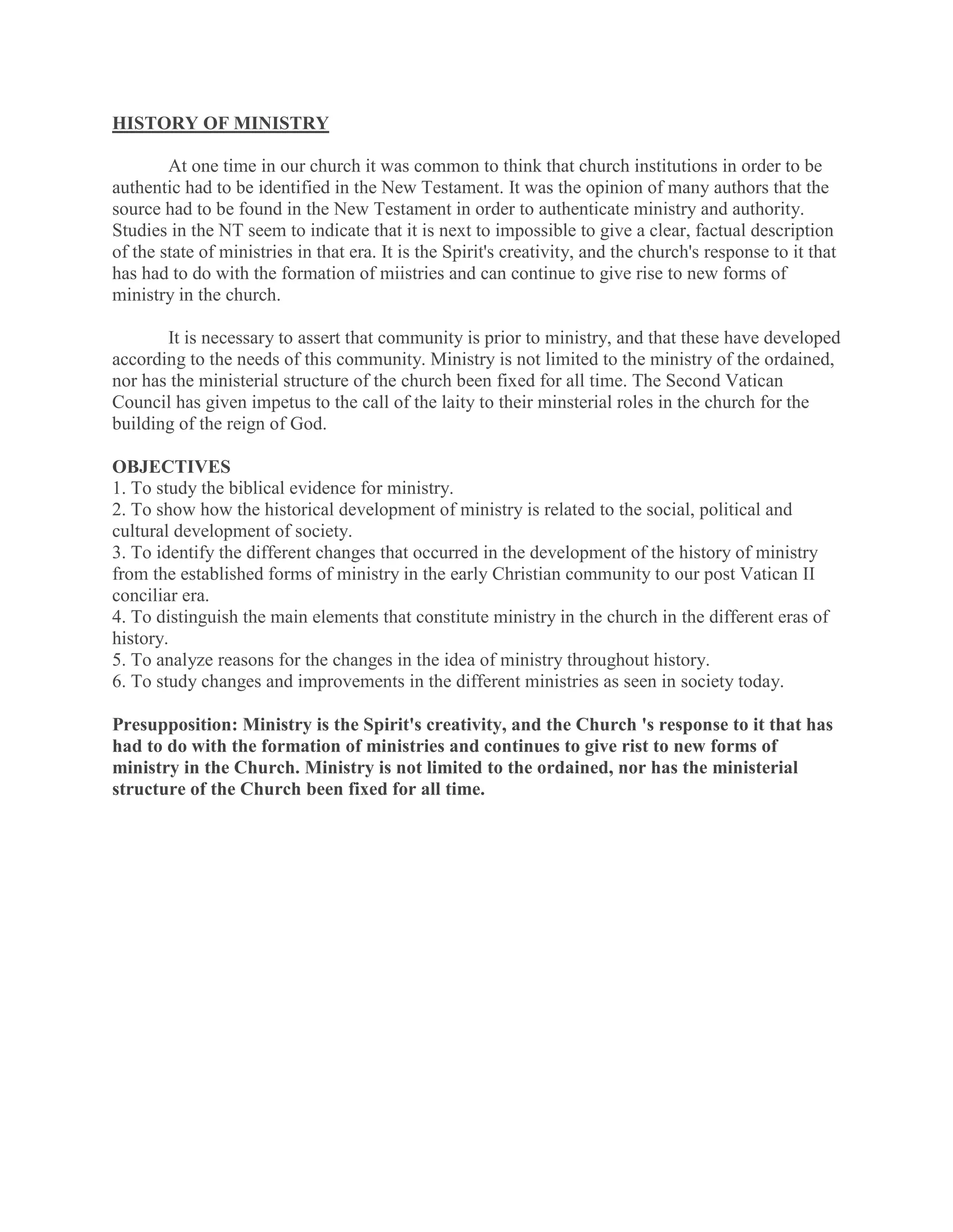 "History of Ministry" Lesson Plans: Katrina Martinez | DOCX