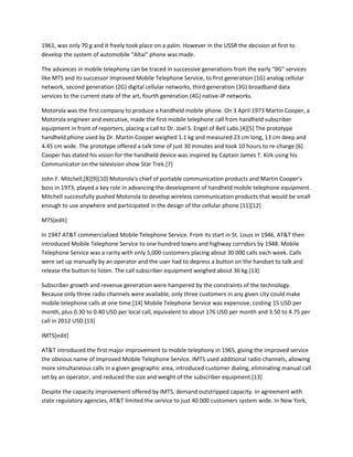 History of mobile phones | DOCX