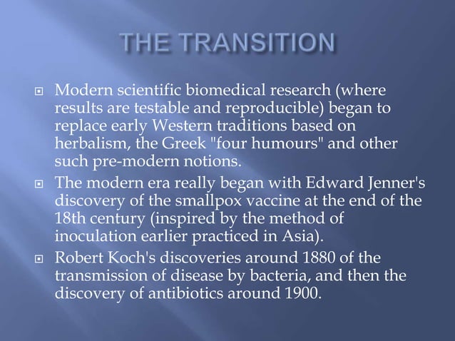 History of modern medicine | PPTX | Chemistry | Science