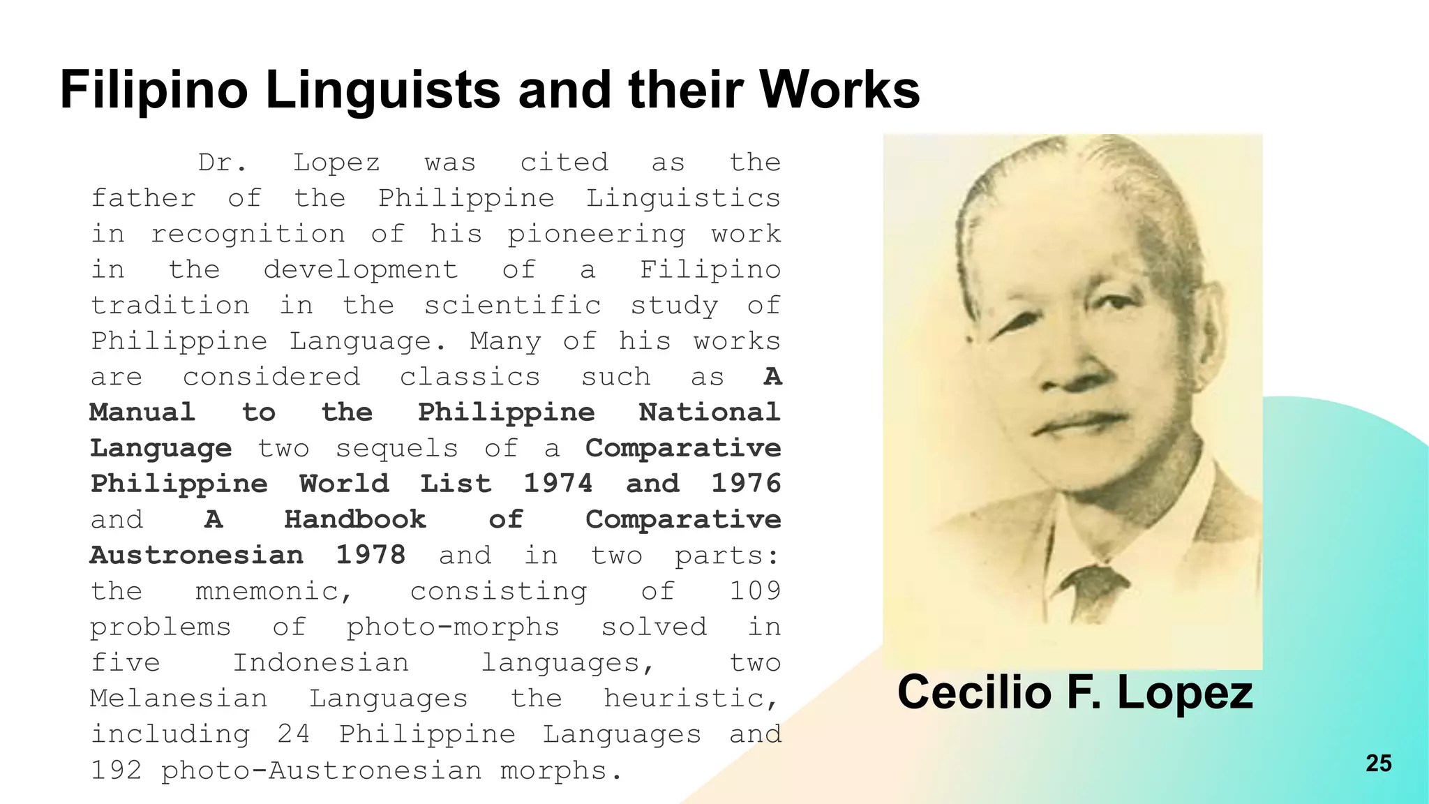 History of Modern Philippine Linguistics and Filipino Linguists and ...