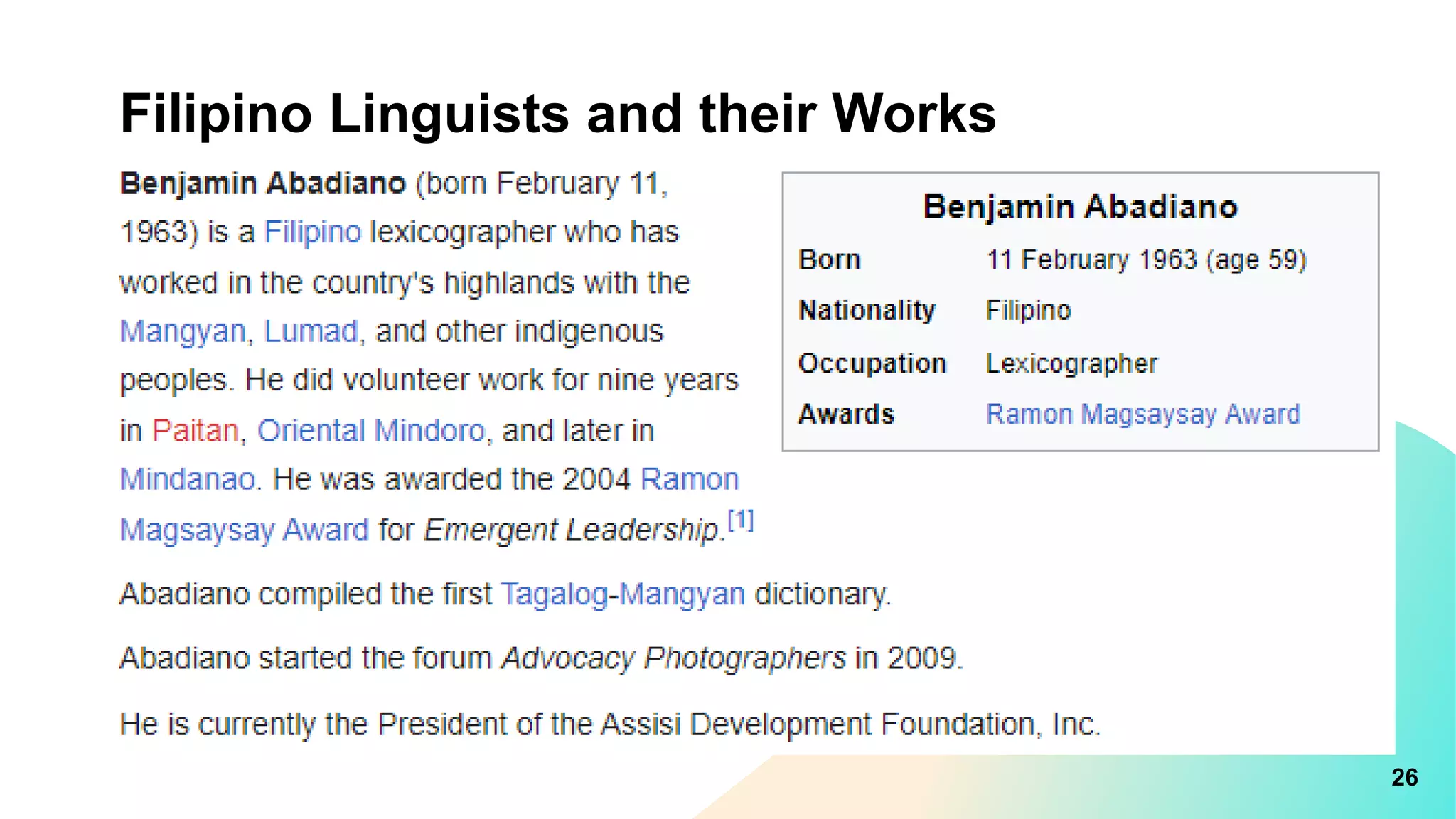 History of Modern Philippine Linguistics and Filipino Linguists and ...