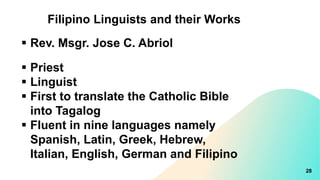 History of Modern Philippine Linguistics and Filipino Linguists and ...