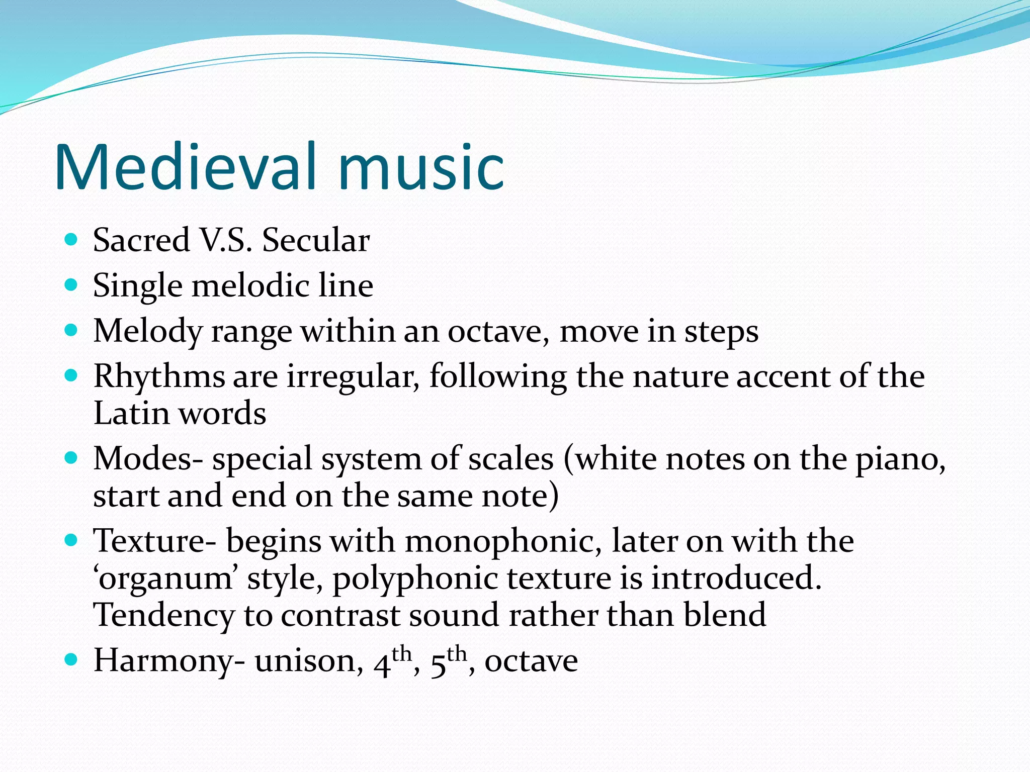 History of Music (Medieval, Renaissance, Baroque) | PPTX