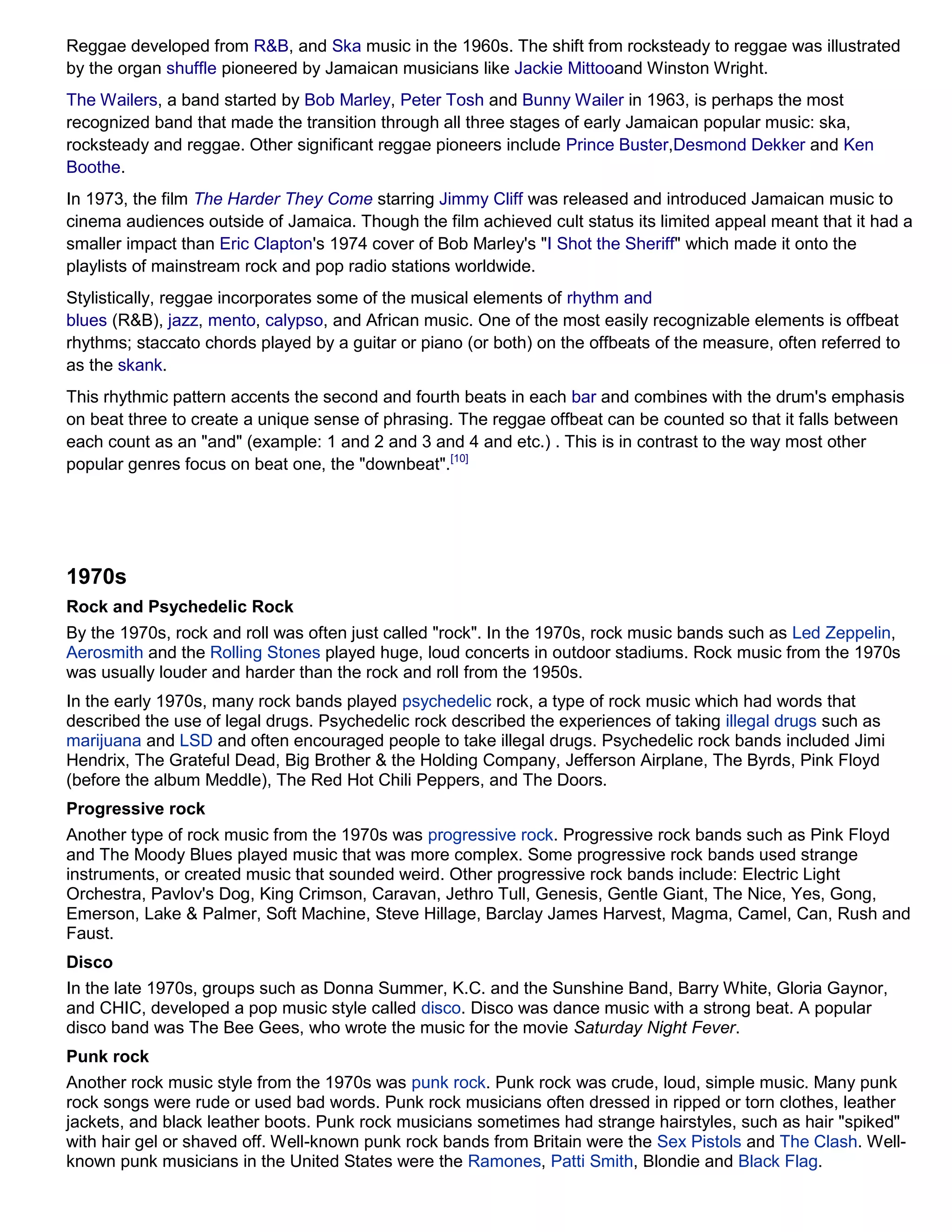 History of music 50s 60s etc | DOCX